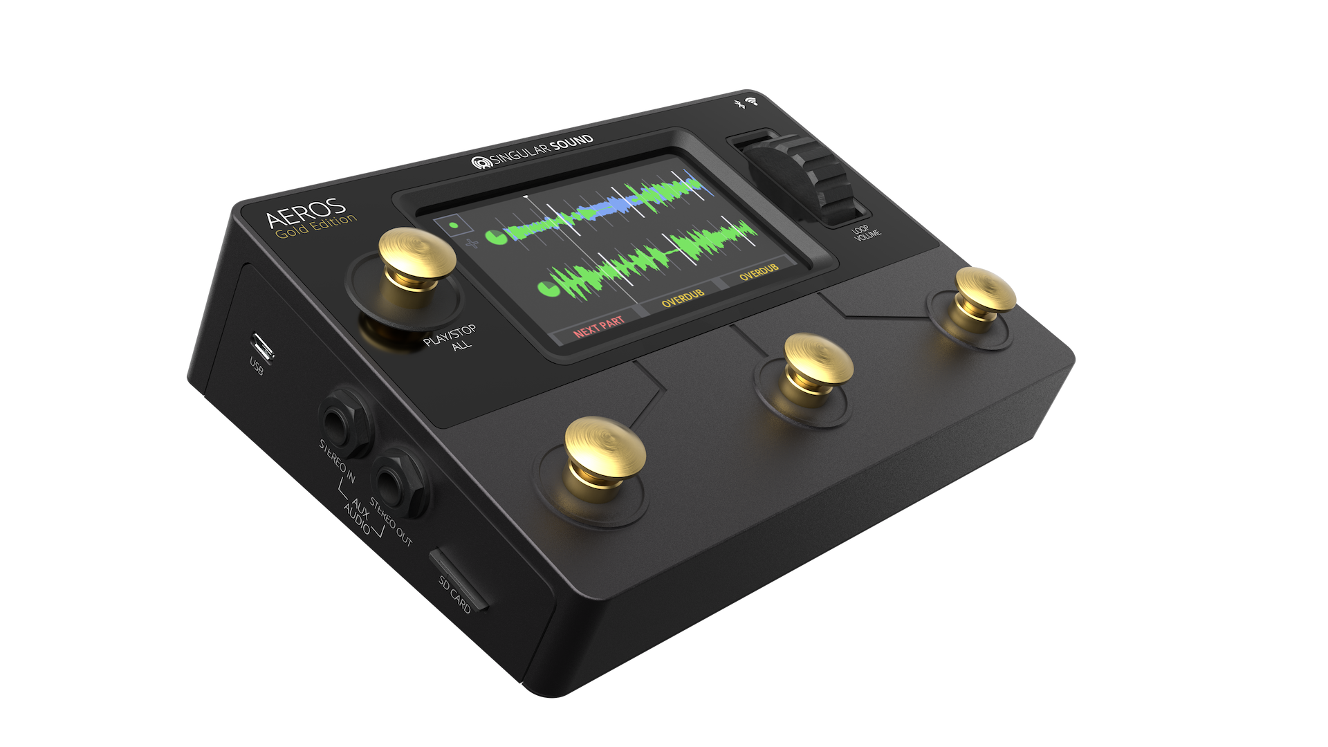 Aeros Gold Edition Multi track Looper Pedal With Silent Buttons aeros-gold-edition-multi-track-looper-pedal-with-silent-buttons