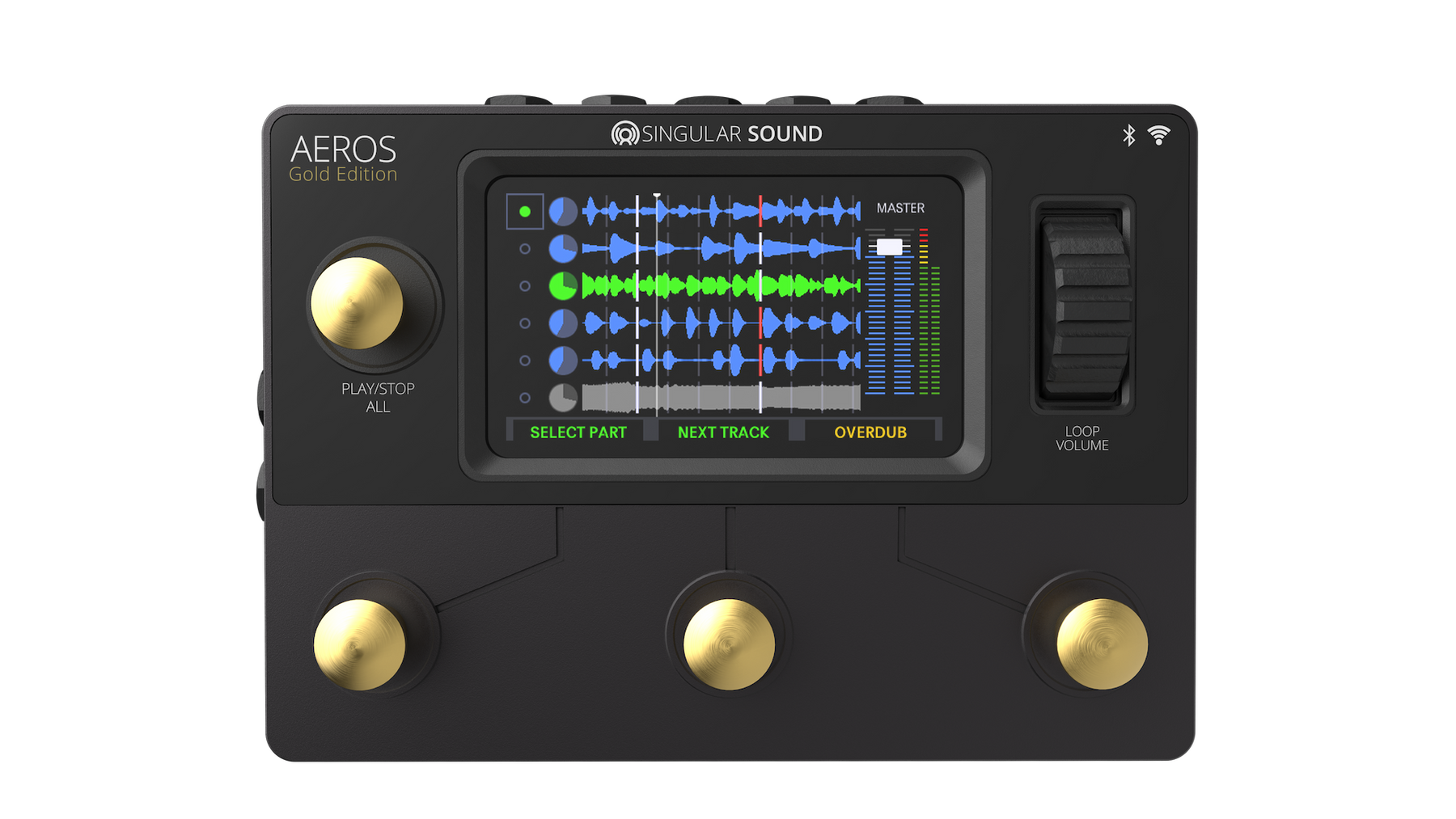 Aeros Gold Edition: Multi-track Looper Pedal with Silent Buttons
